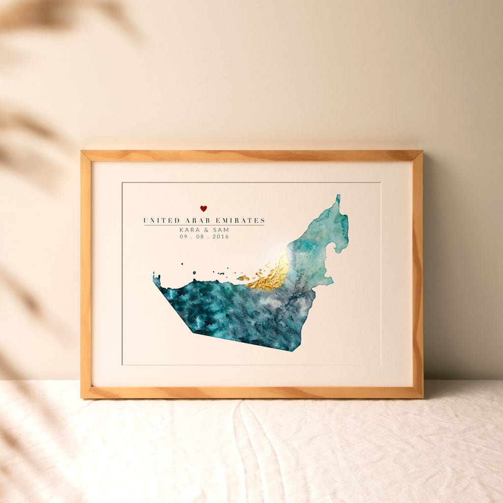 UAE Watercolour Personal Gift Map