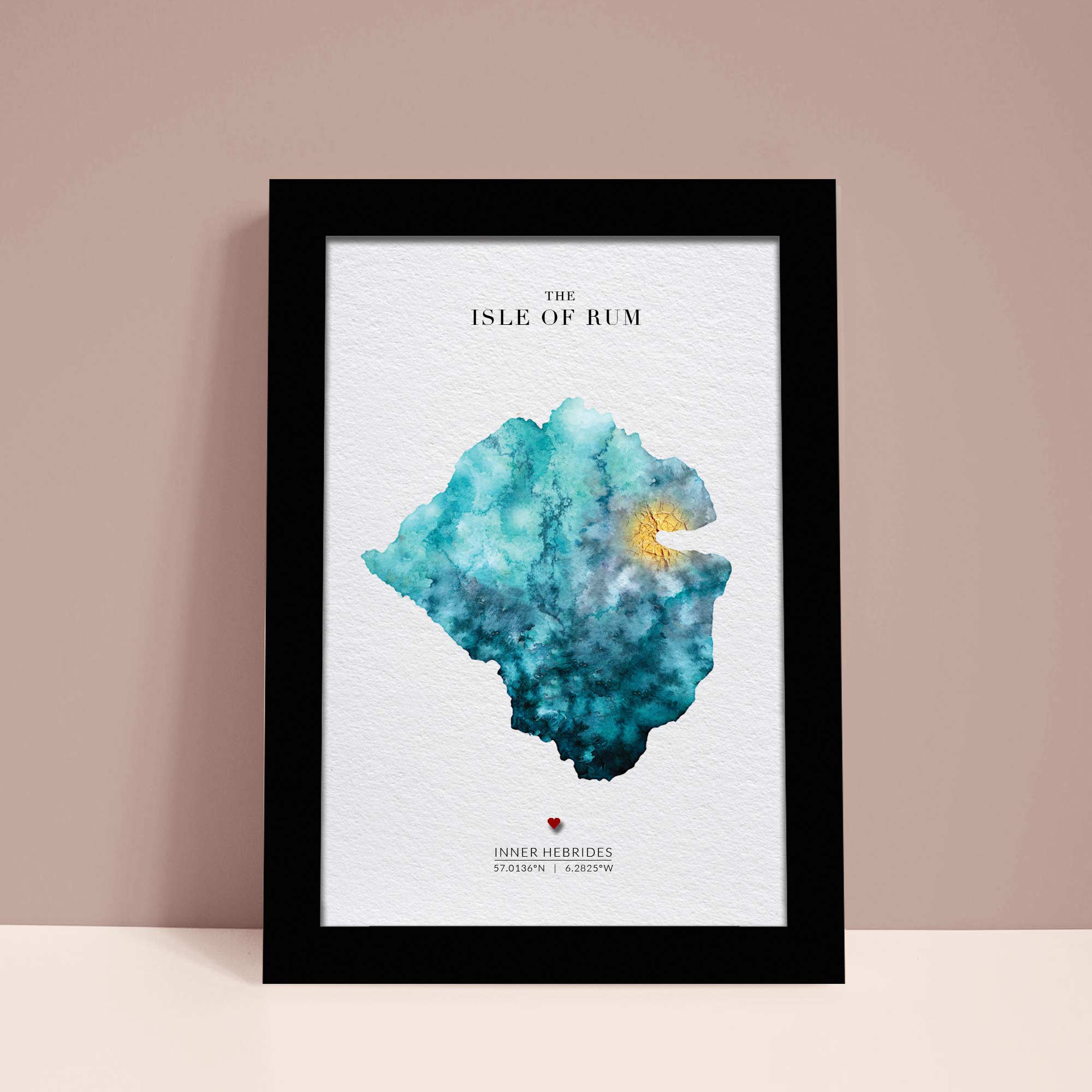 Isle of Rum Watercolour Gold Map