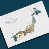 Japan Watercolour Gold Map