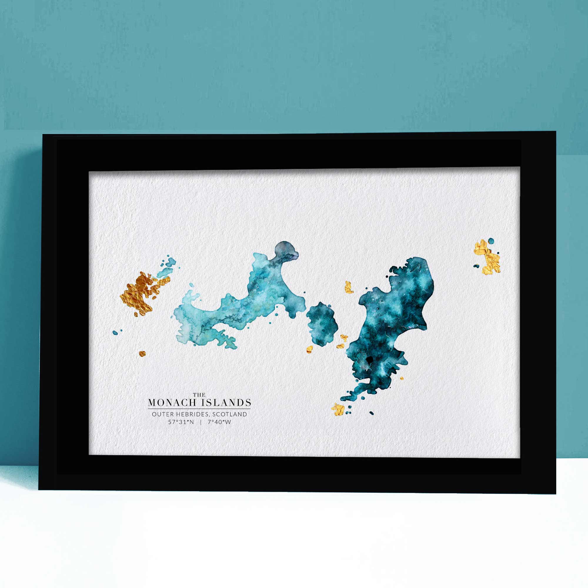 U.S.A Watercolour Map with customiasable gold
