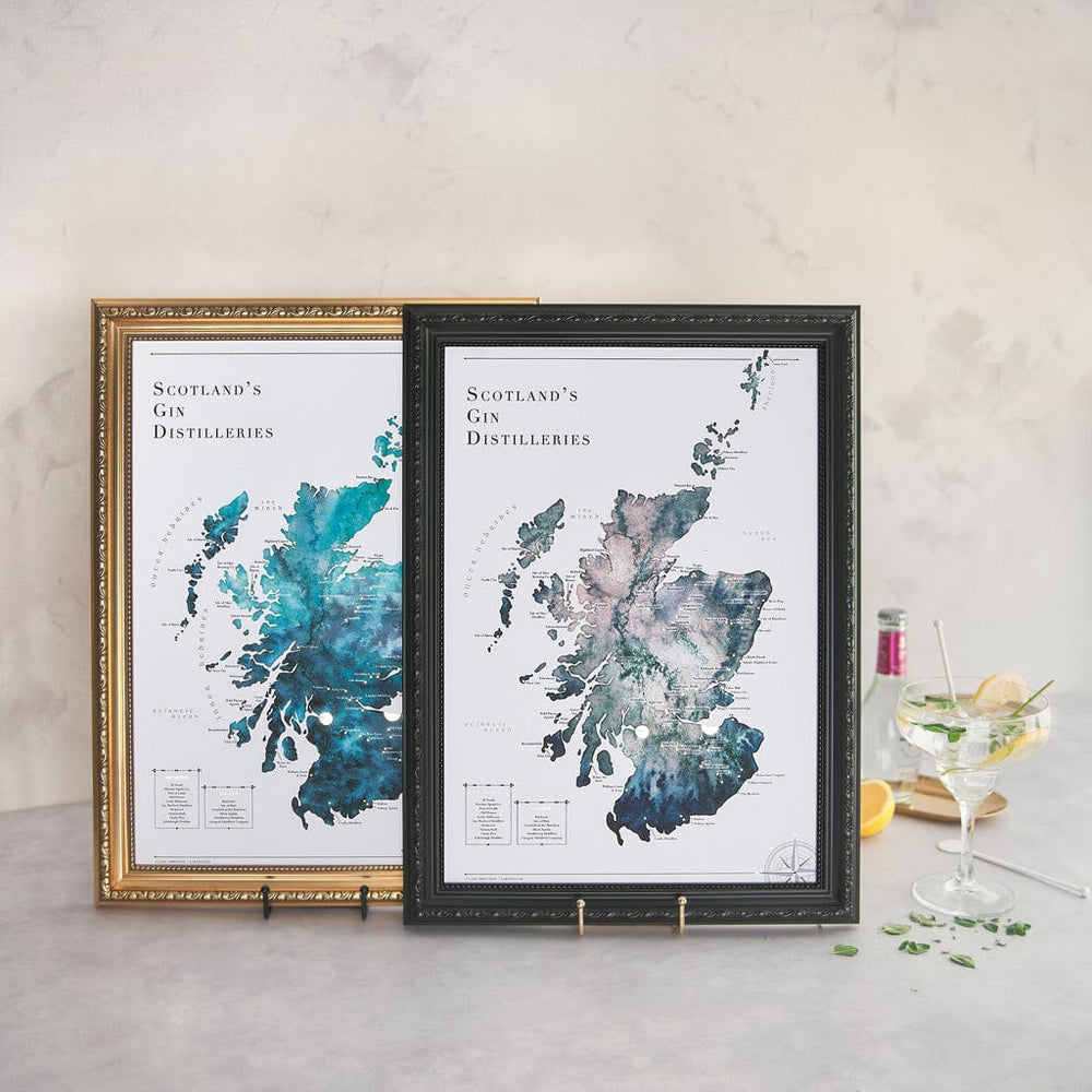 Scotland Gin Distillery Watercolour Map Print