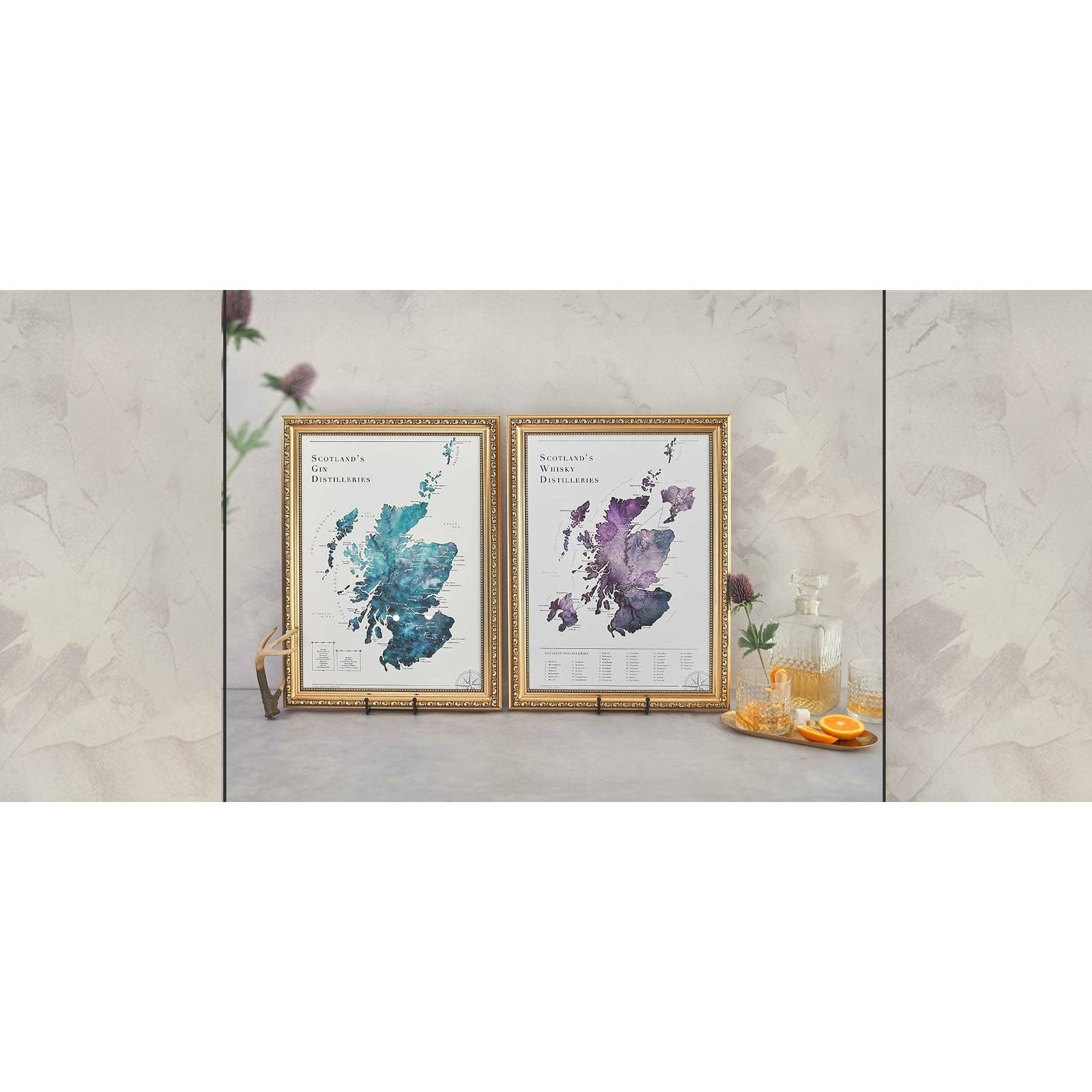 Scotland Gin Distillery Watercolour Map Print