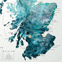 Scotland Gin Distillery Watercolour Map Print