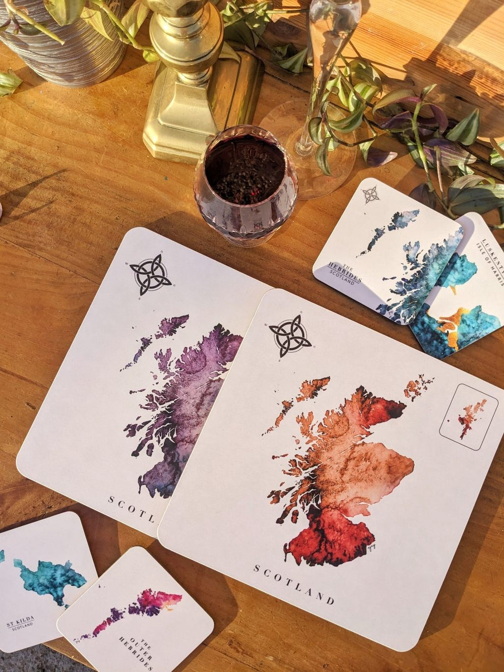 Scotland Table Mat Watercolour Map