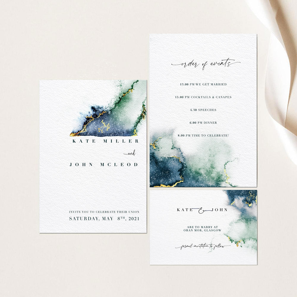 Star Sign Watercolour Wedding Invite