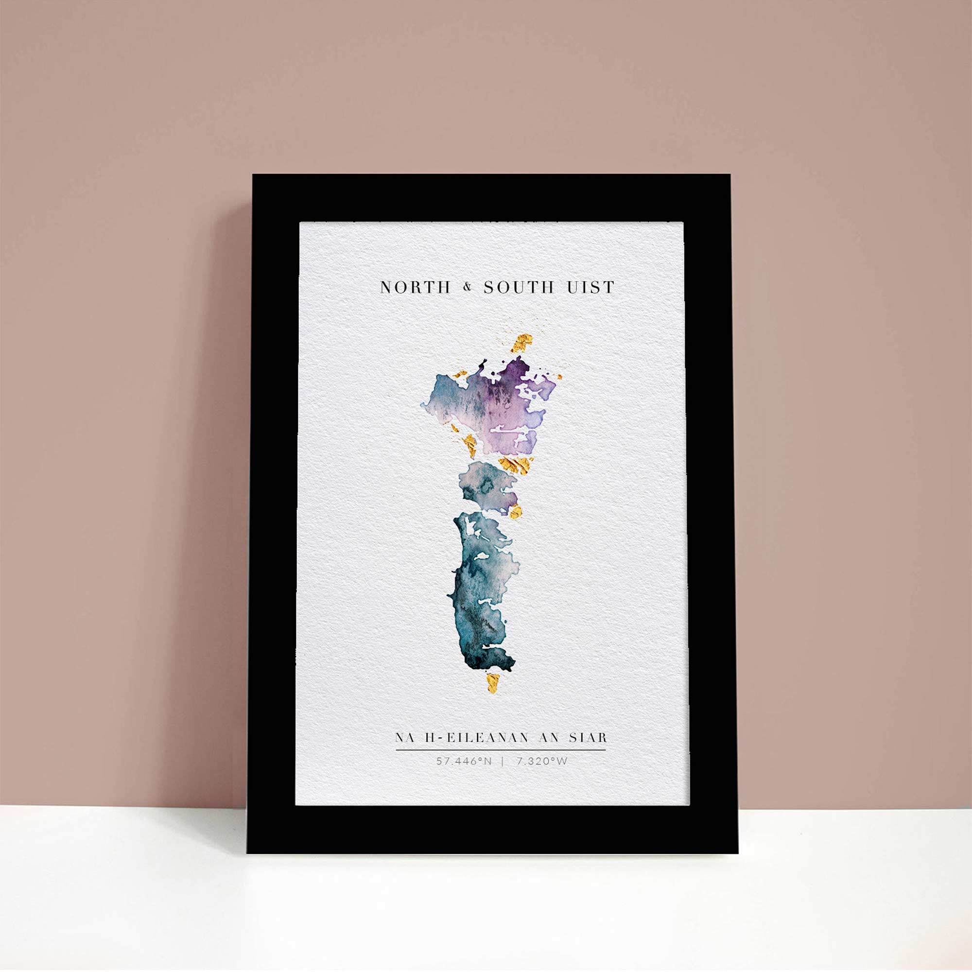 Uist Islands Gold Watercolour Maps