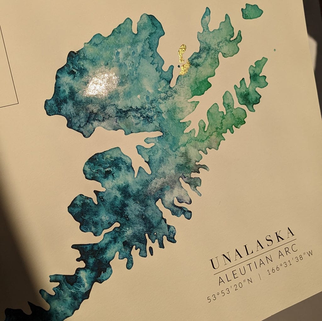 Unalaska Watercolour Map Personalised